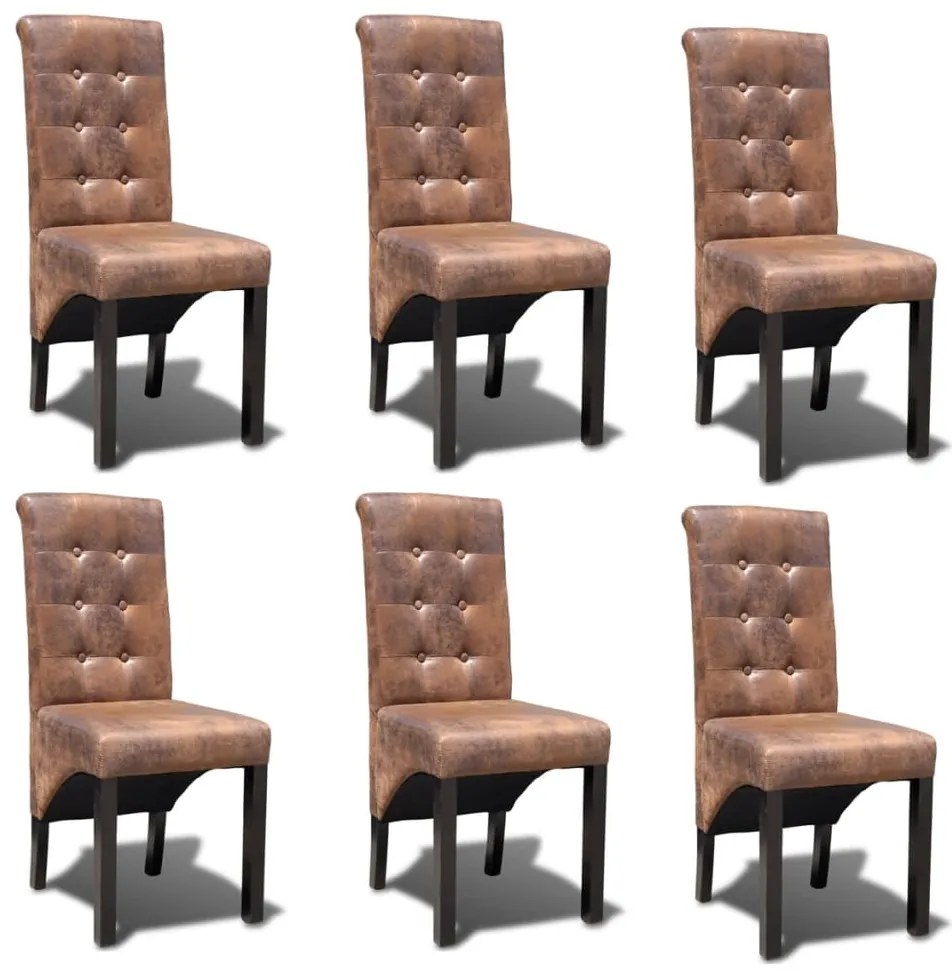 Jídelní židle 6 ks hnědé umělá kůže 270554