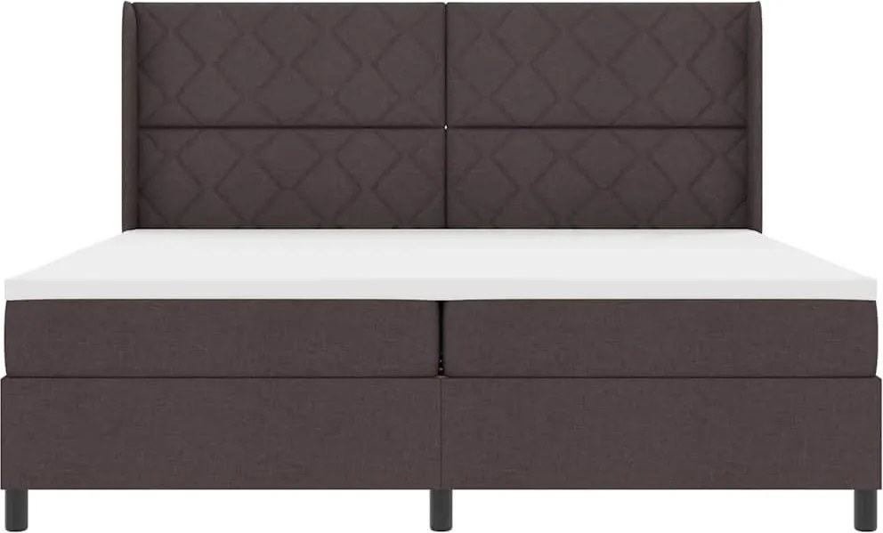 Postel s boxspringem s čelo Tmavě hnědá 200 x 200 cm textil 3341731