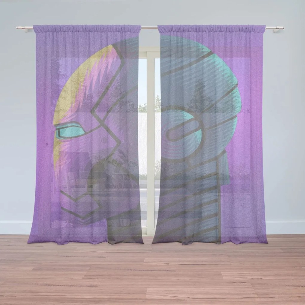 Sablio Záclony Iron Man Helma na fialové: 2ks 150x250cm