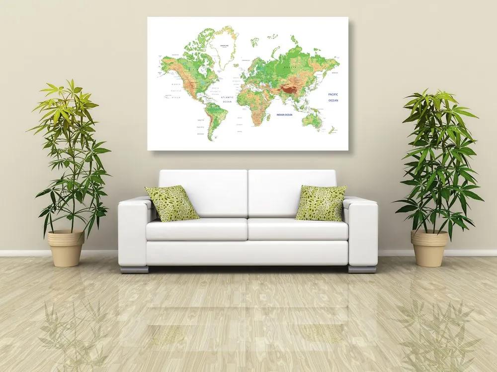 Obraz klasická mapa světa s bílým pozadím Varianta: 90x60