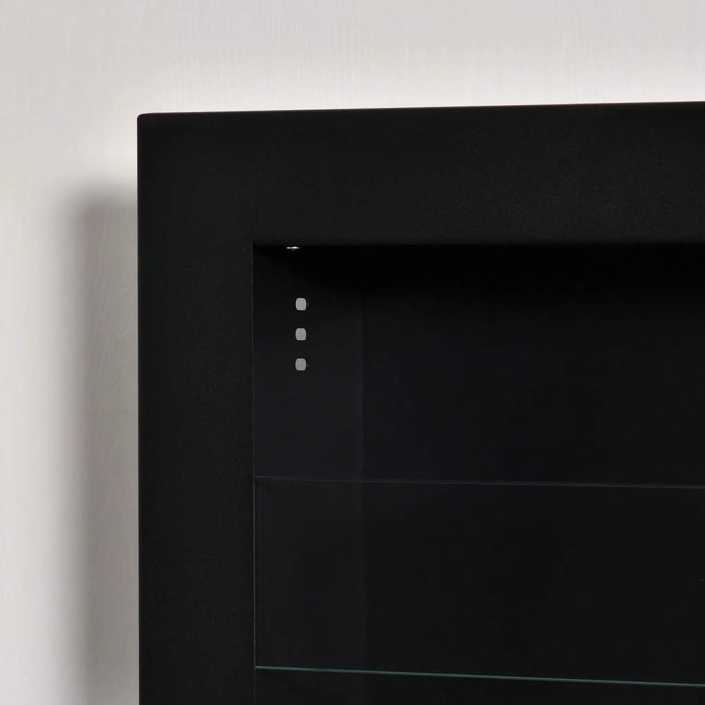 HOMCOM Ethanolový krb Bio-Ethanol hořák 3 hořáky 1 l 3 hodiny doba hoření 2000 W bez kouře, nástěnný, ocel, tvrzené sklo, černá, 120 x 15 x 40 cm