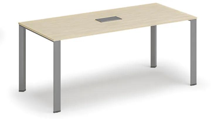 Stůl INFINITY 1800 x 900 x 750, dub přírodní + stolní zásuvka TYP V, stříbrná