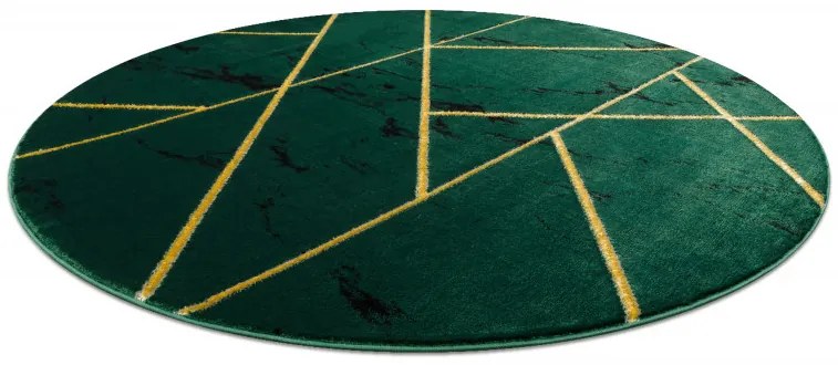 Dywany Łuszczów, Kusový koberec Emerald geometric 1012 green and gold kruh, 160x160 (průměr) kruh, zelená, chodba / předsíň