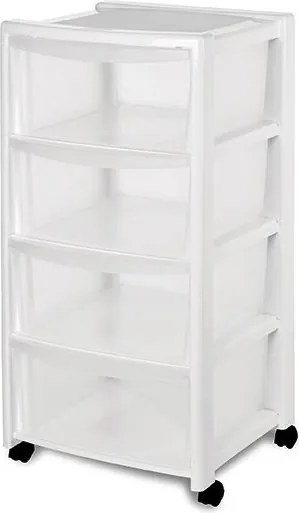 STEFANPLAST Úložný regál Libera, 4 zásuvky, bílý