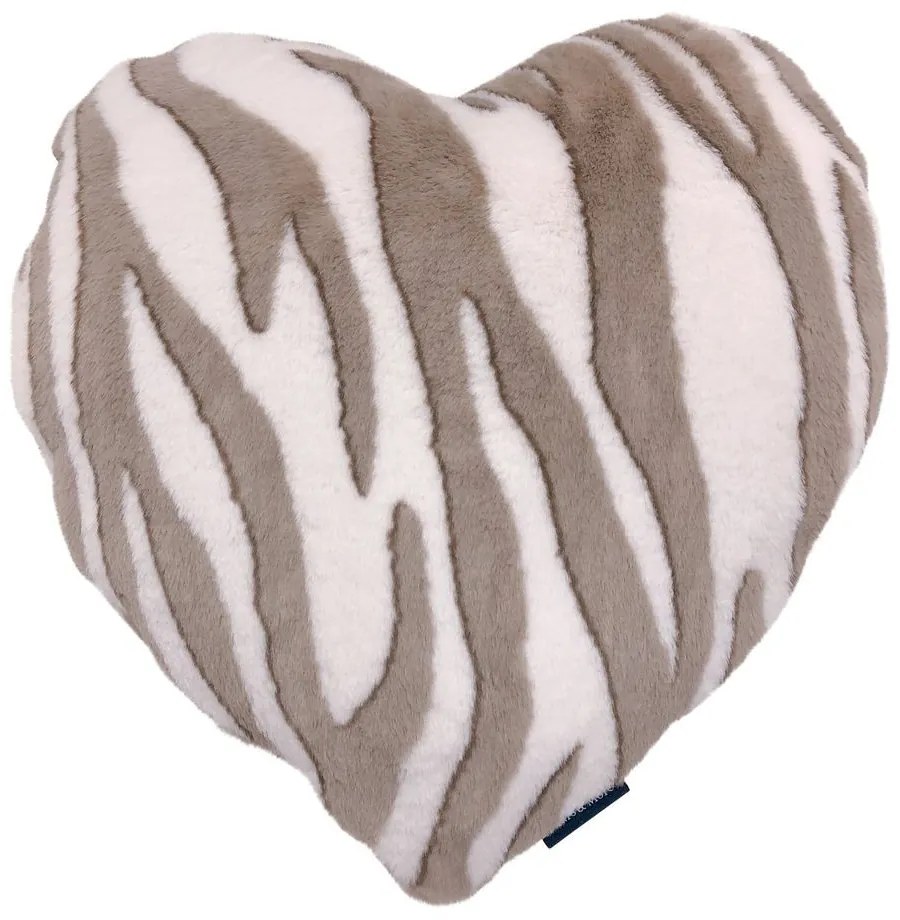 Semišový polštář Zebra ve tvaru srdce- 45*45*15 cm