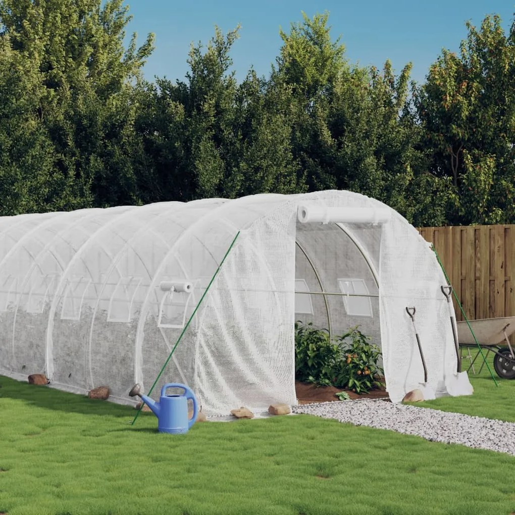 Skleník s ocelovým rámem bílý 54 m² 18 x 3 x 2 m 3188057