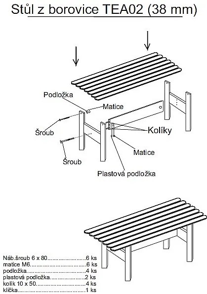 DEOKORK Masivní dřevěná zahradní sestava TEA 1+2 o síle 38 mm