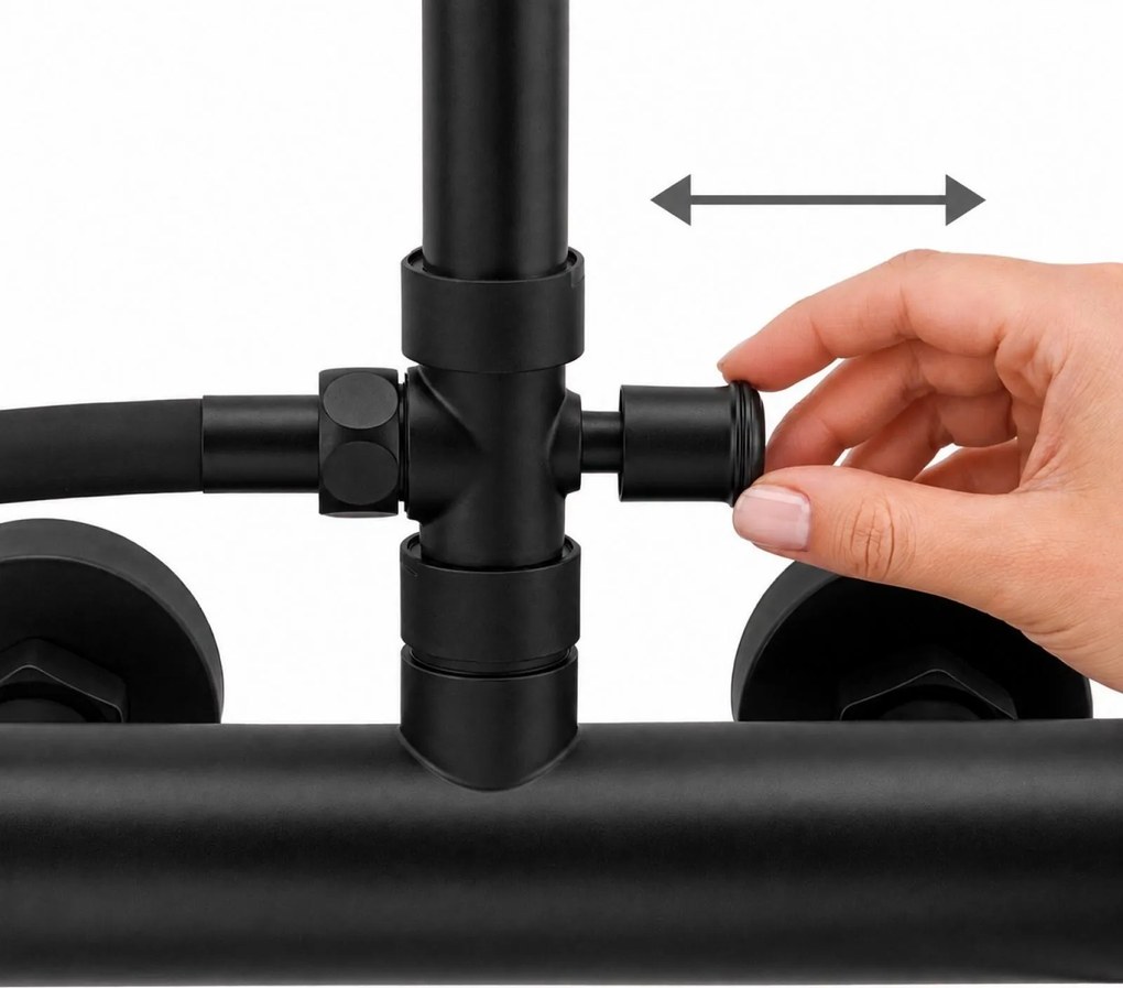 Erga Dubaj, sprchový set s baterií a hlavovou sprchou 23 cm, černá matná, ERG-YKA-BP.DUBAJ23-BLK