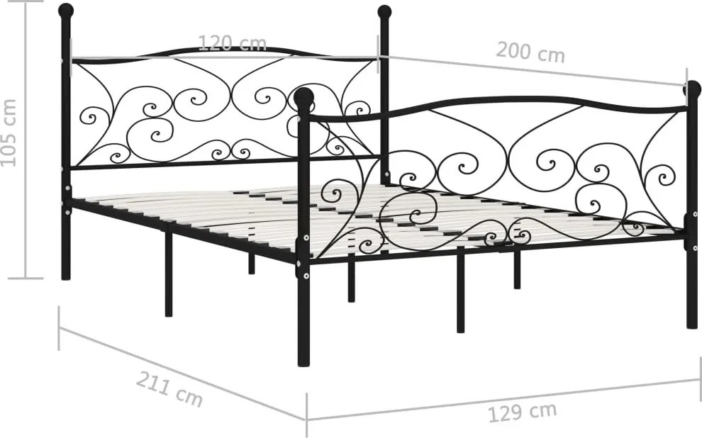 vidaXL Rám postele s laťkovým roštem kov 120 x 200 cm [284456] Barva: Bílá