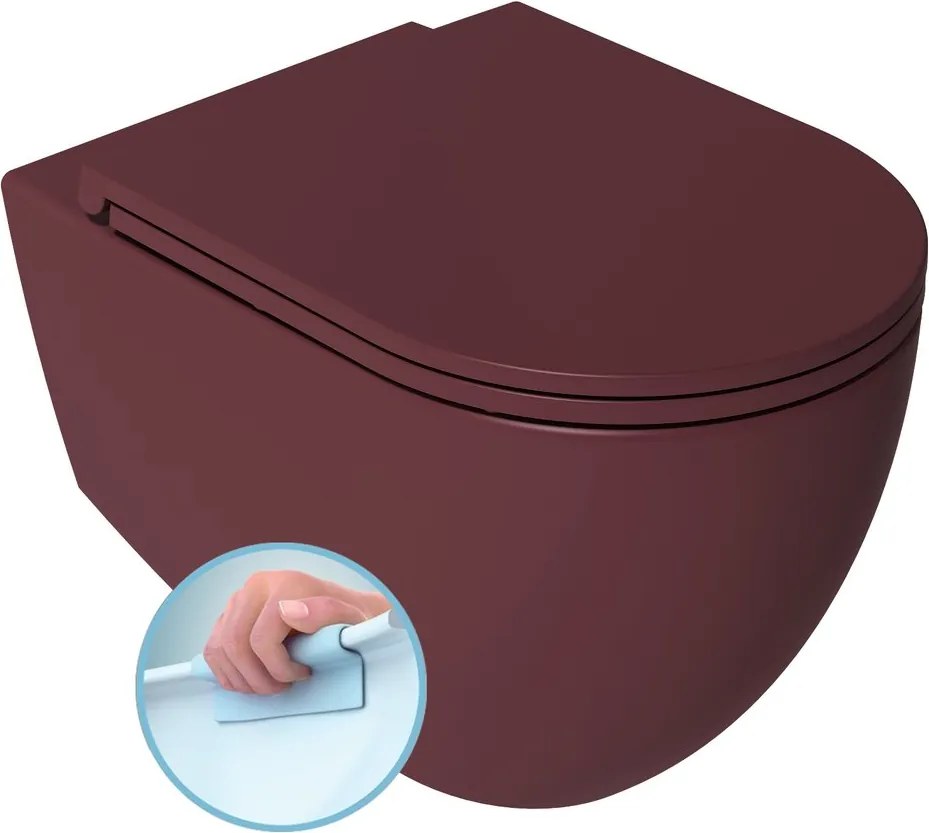 Isvea Isvea, INFINITY závěsná WC mísa, Rimless, 36,5x53cm, Matná maroon Red, 10NF02005-2R