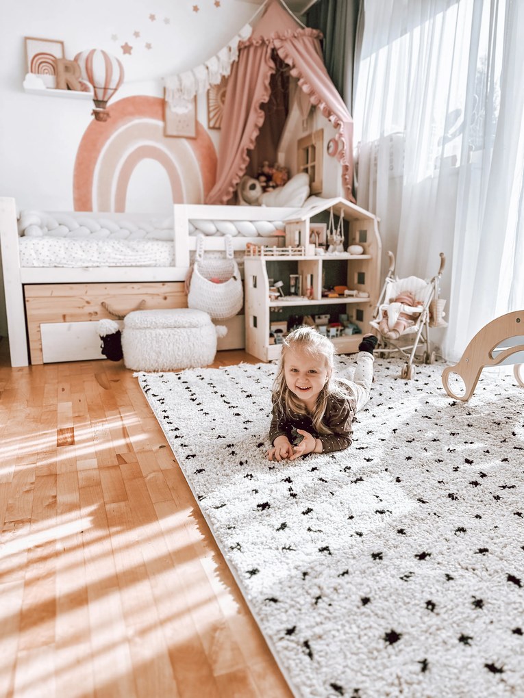 Dywany Łuszczów, Kusový koberec Berber Syla B752 dots cream, 240x330, bílá, kancelář