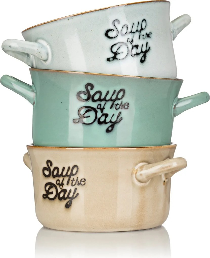 Kameninová miska na polévku Soup 500 ml světle šedá