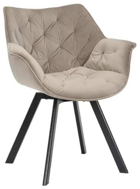 Designová otočná židle Kiara šampaňský samet