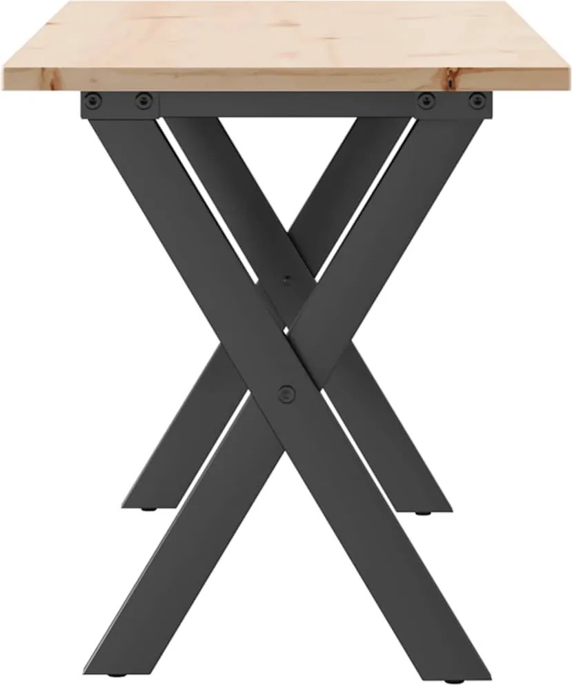 Konferenční stolek s X rámem 110x40x45 cm borové dřevo a ocel 3282689