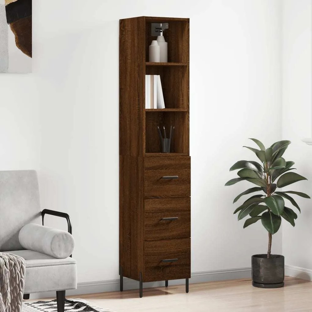 vidaXL Skříň highboard 34,5 x 34 x 180 cm kompozitní dřevo [3189709] Barva: Černá