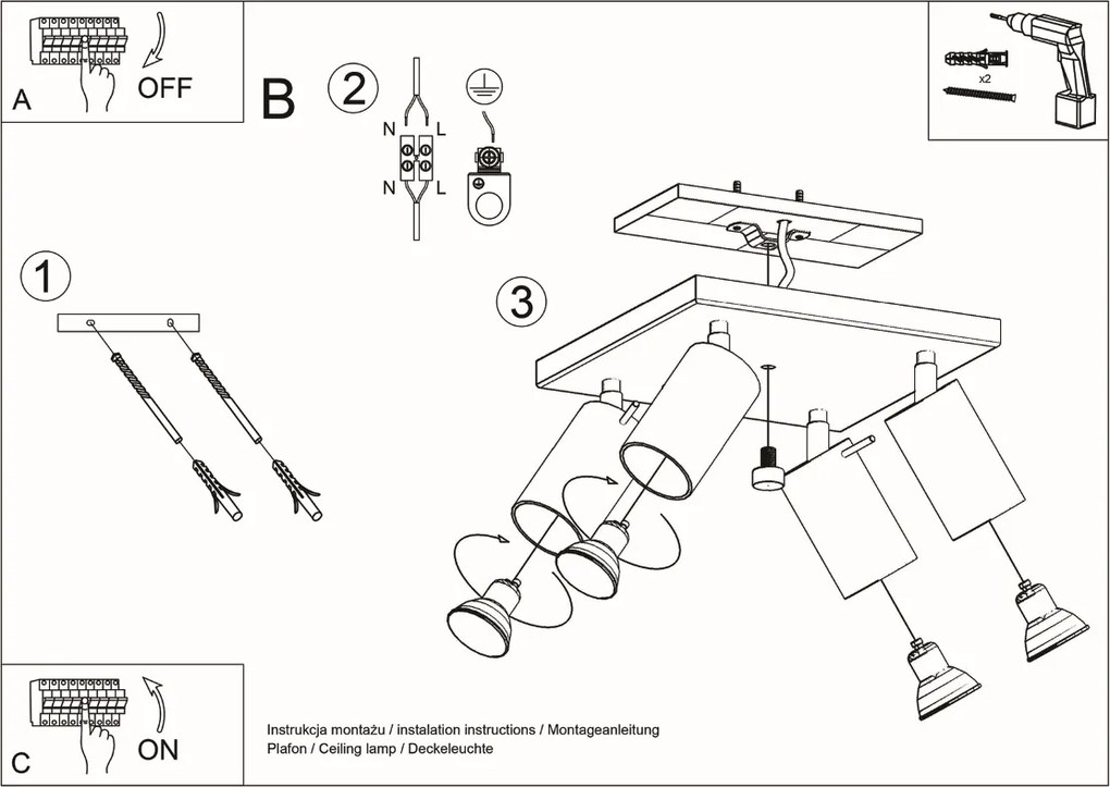 Sollux Lighting Stropní svítidlo RING 4 šedé