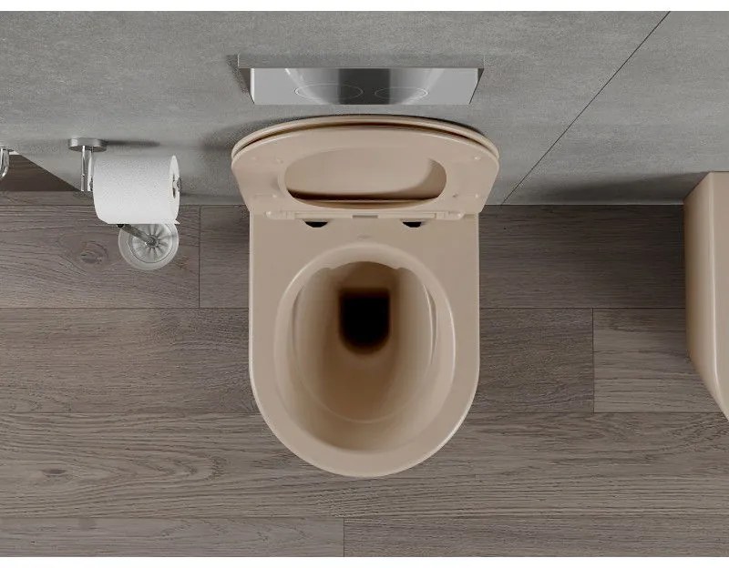 Mexen Rico, závěsná toaletní mísa 480x360x370 mm s pomalu padajícím sedátkem, cappuccino matná, 30724064