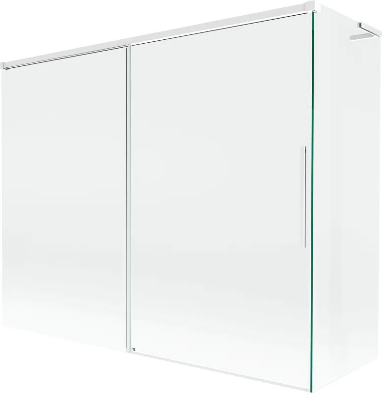 Mexen Rox, L posuvná 2-křídlová vanová zástěna 190 + 90 x 150 cm, 8mm čiré sklo, bílý profil, 8C9L-190-090-20-00