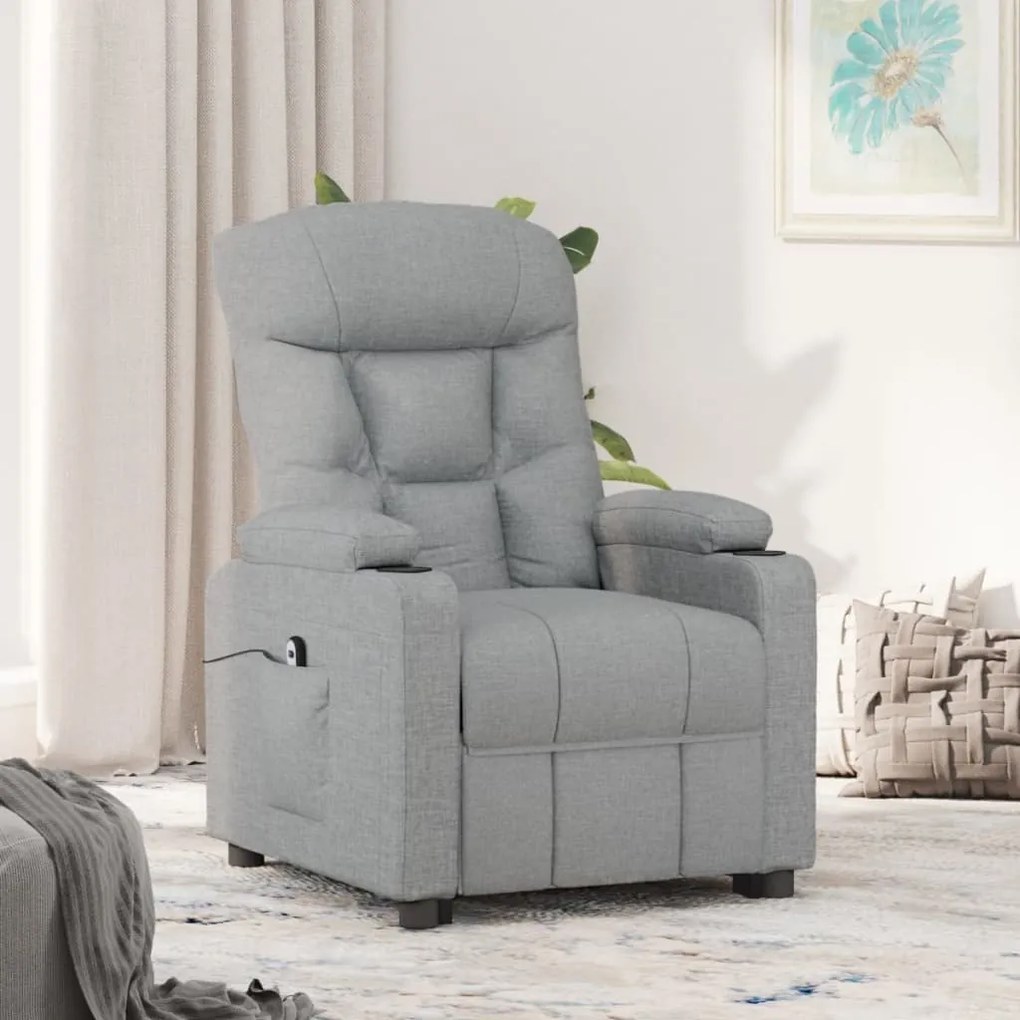 Elektrické polohovací křeslo světle šedé textil 3098815