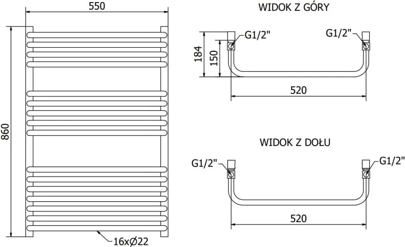 Mexen Apollo koupelnový radiátor 860 x 550 mm, 481 W, bílý - W117-0860-550-00-20