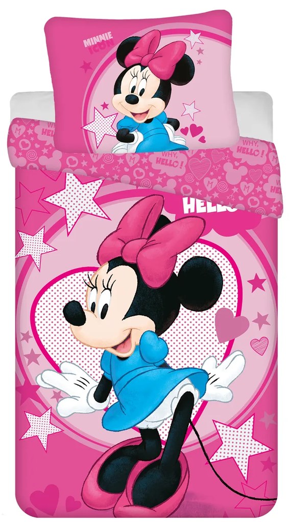 Jerry Fabrics Povlečení z mikrovlákna 140x200 + 70x90 cm - Mickey a Minnie "Hello"