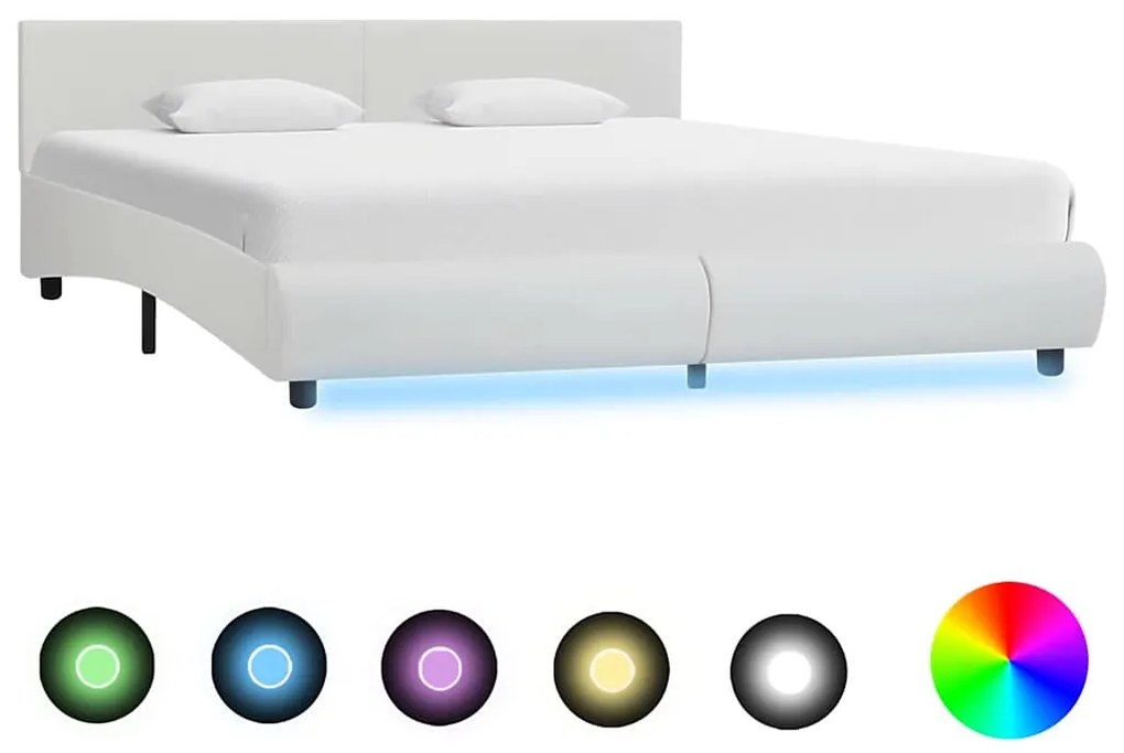 Rám postele s LED světlem bílý umělá kůže 180 x 200 cm 285491
