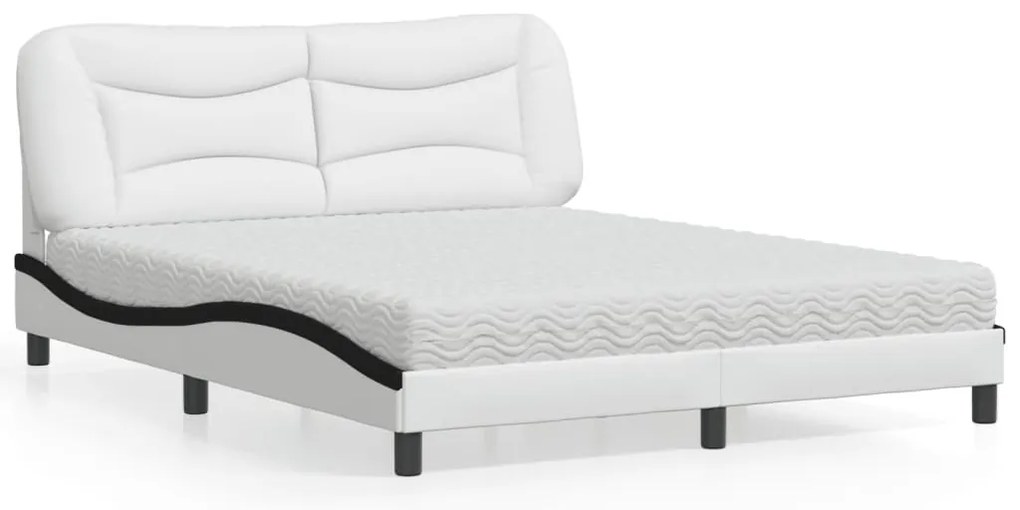 Postel s matrací Hvar bílá a černá 160 x 200 cm umělá kůže