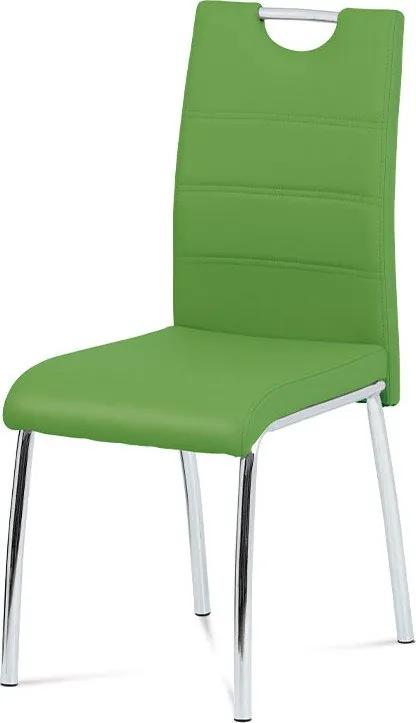 Autronic Jídelní židle, ekokůže zelená / chrom DCL-401 GRN