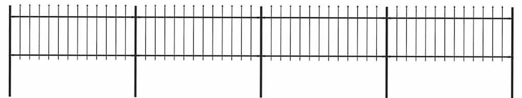 Zahradní plot s kopím nahoře ocelový 671 x 80 cm černý 277605