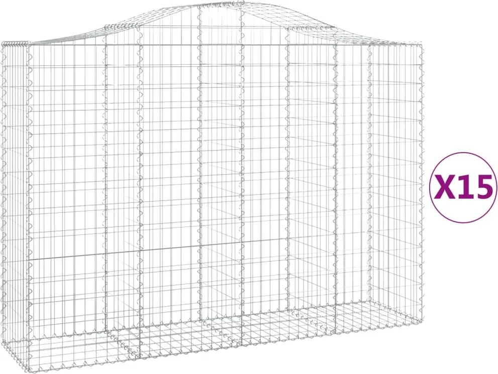 Klenuté gabionové koše 15ks 200x50x140/160cm pozinkované železo 3145695