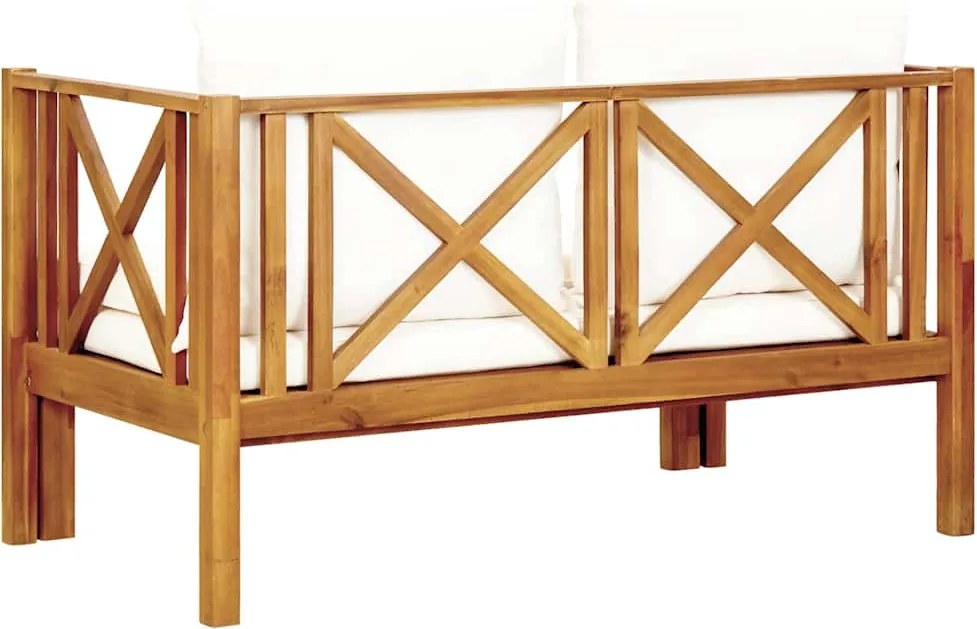 2místná zahradní lavice s poduškami 122 cm masivní akácie 310307