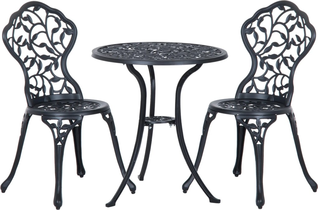 Outsunny Bistro set pro 2 osoby Balkonový nábytek set bistro stůl se 2 židlemi černý