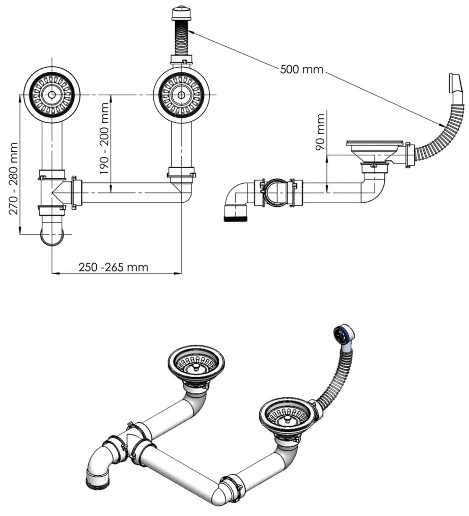 vidaXL Nasaditelný kuchyňský dřez s dvojitým umyvadlem žula šedý