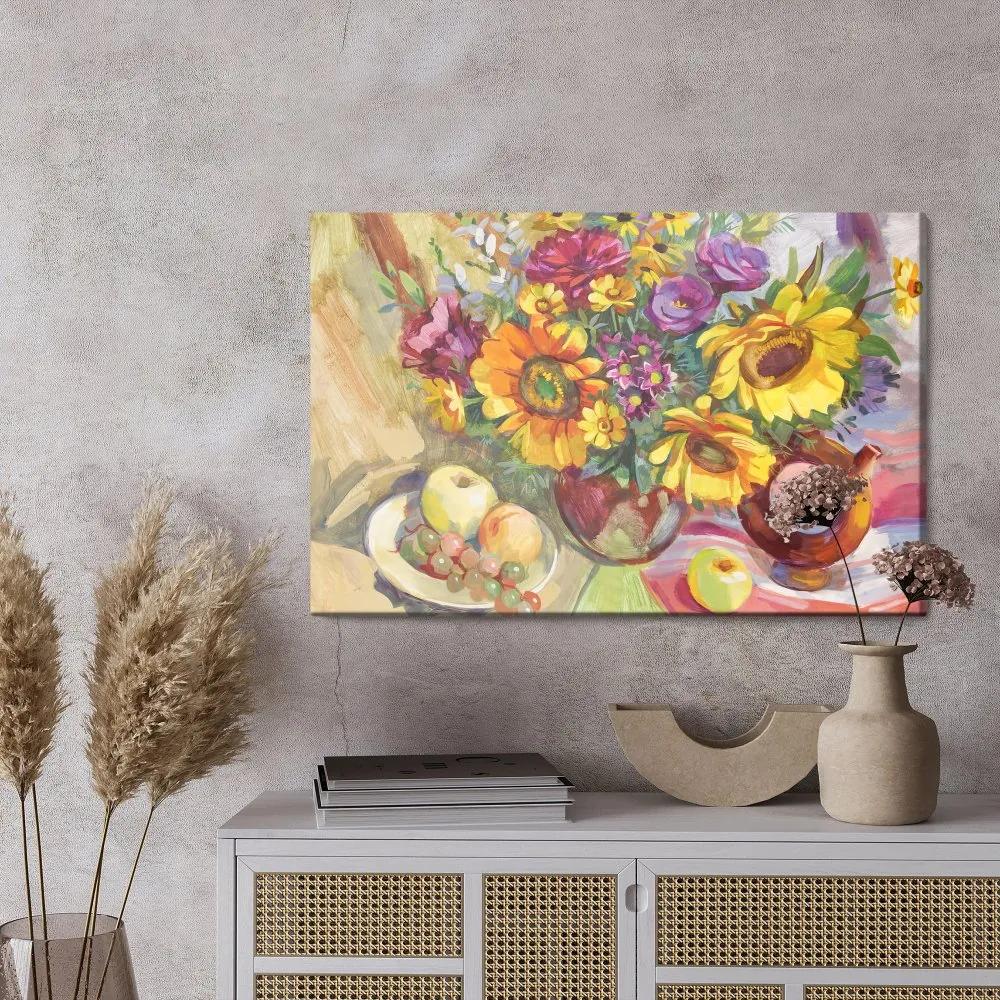 Obraz Květinová Kompozice Jako Malovaná Nedostatek Nedostatek Plátno Canvas 120x80
