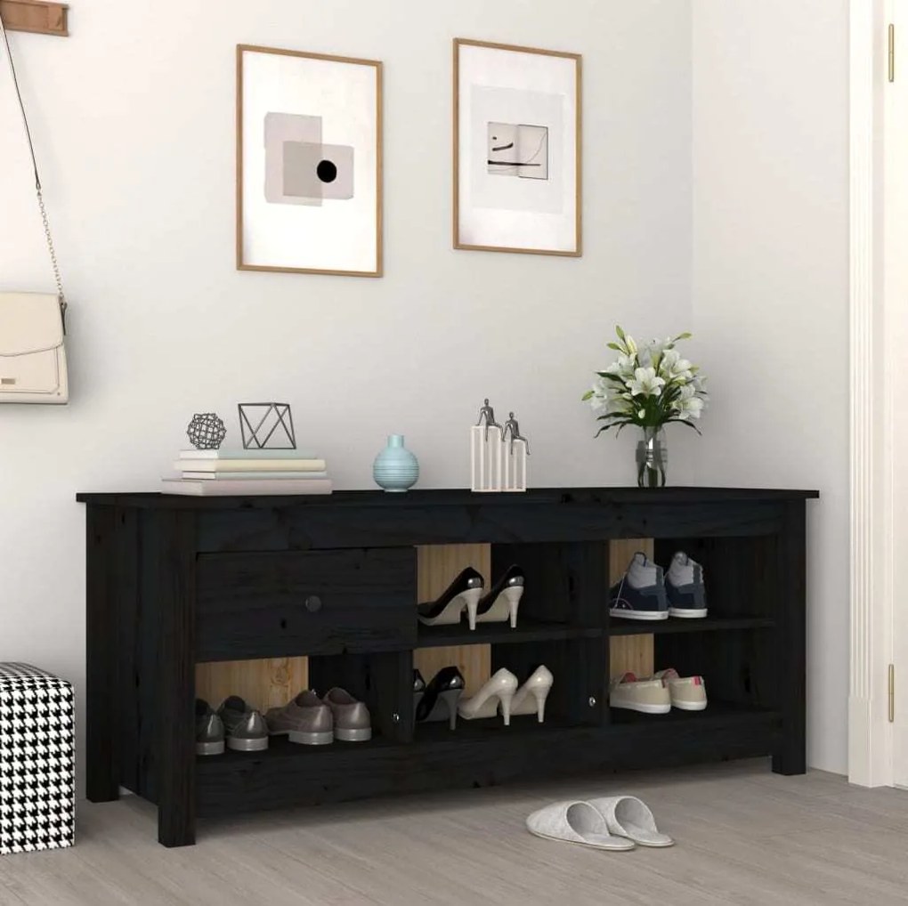 vidaXL Botník 110 x 38 x 45,5 cm masivní borovice [814594] Barva: Šedá