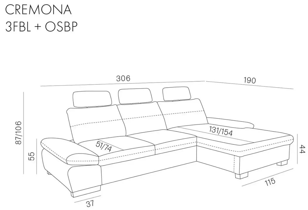 Askont Cremona Sedací souprava do L - pravý/ levý roh