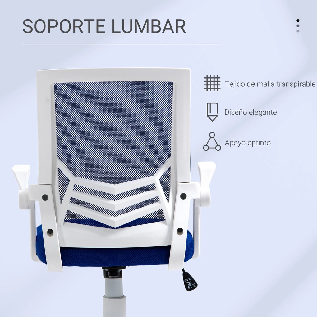 Ergonomická kancelářská židle Vinsetto - otáčecí kancelářská židle s nastavitelnou výškou, zdvihacími opěrkami a bederní podporou, pro teenagery a do…
