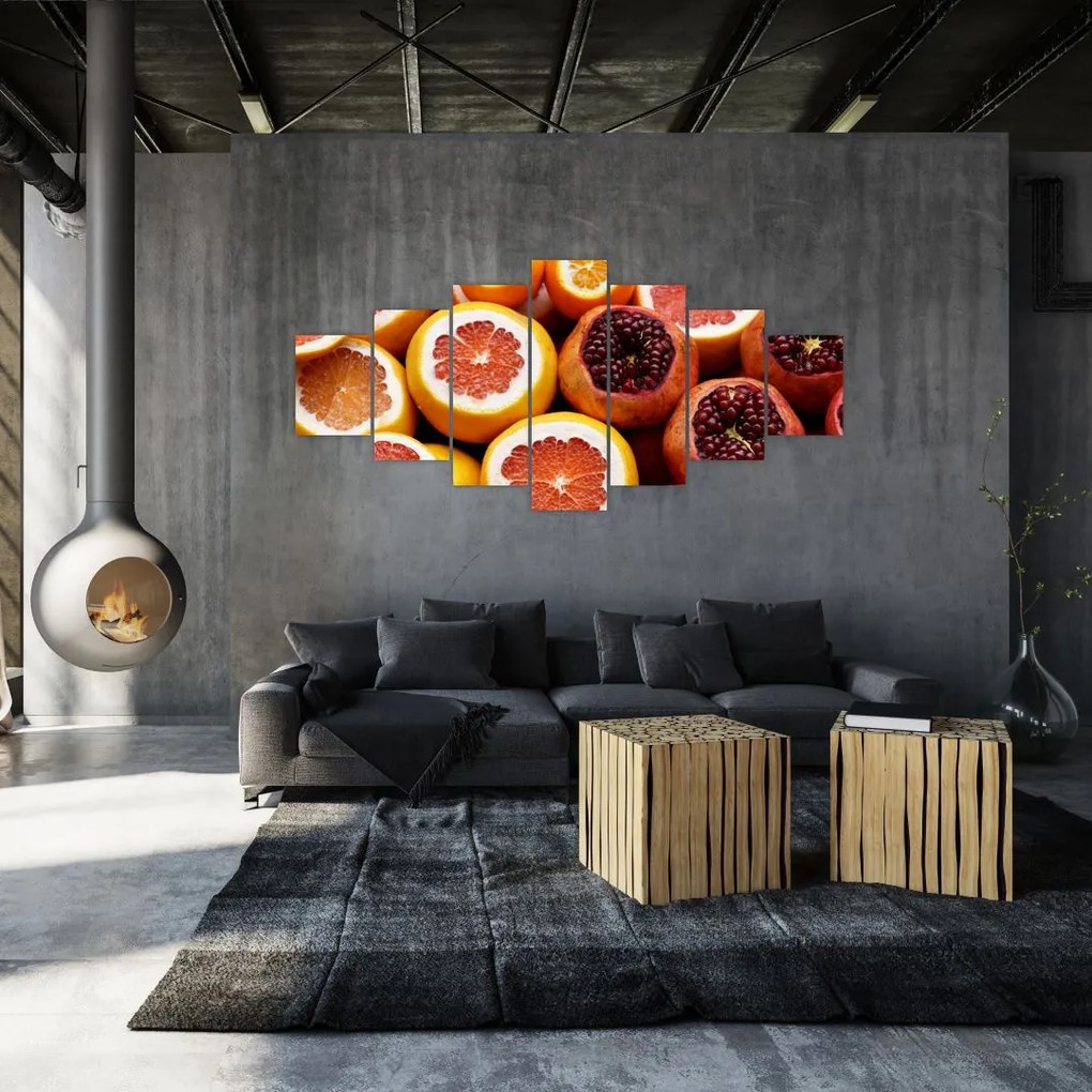 Obraz pomerančů a granátových jablek (210x100 cm)