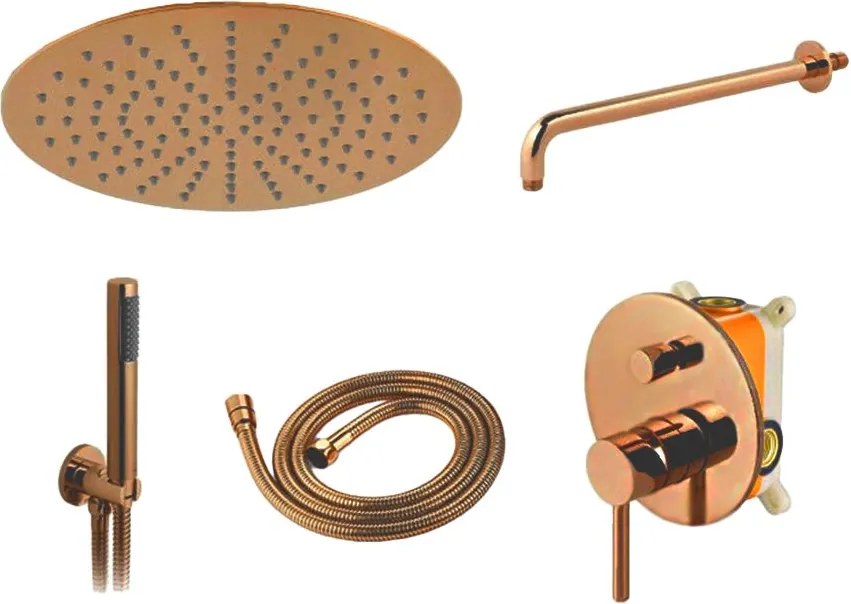 Sprchový komplet REA LUNGO + BOX s podomítkovou baterií, měď lesk