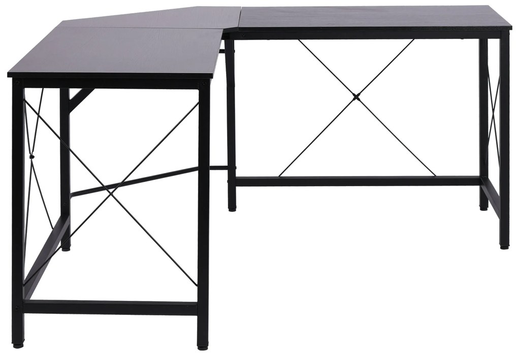 Počítačový stůl HOMCOM Rohový stůl ve tvaru L 150x150x76cm MDF černý, moderní rohový stůl pro kancelář a domácí pracovnu | Aosom.de