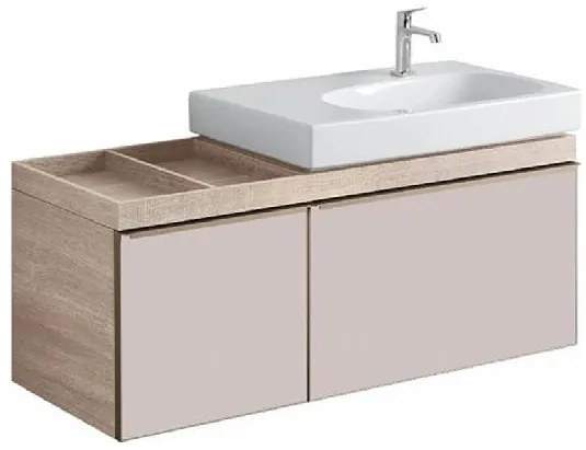 Geberit Citterio - Skříňka pod umyvadlo 750 mm, s odkládací plochou, lesklé sklo/taupe/světlý dub 500.563.JI.1