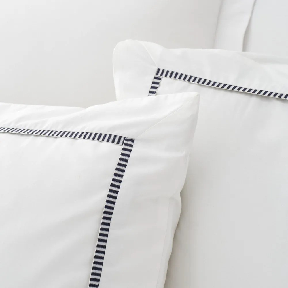 Bílé 3dílné povlečení na dvoulůžko z bavlněného perkálu 200x200 cm Contrast Trim – Bianca
