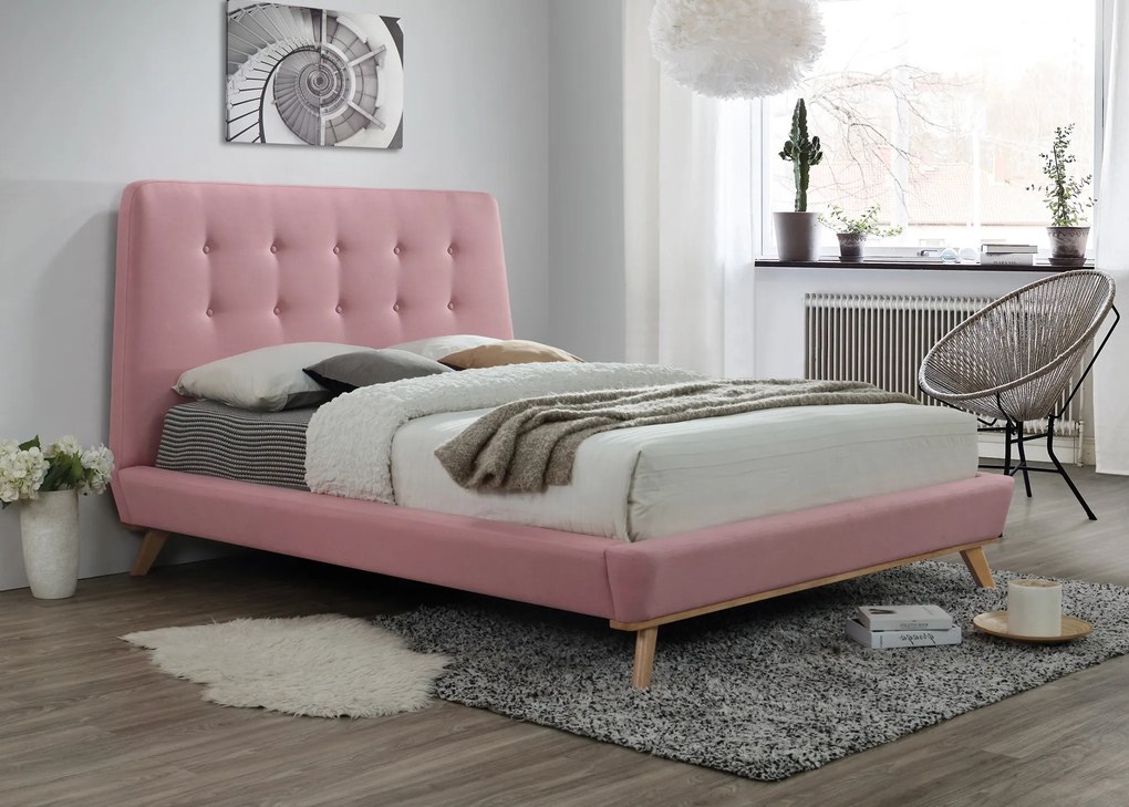 Čalouněná postel DONA 160x200 cm růžová Matrace: bez matrace