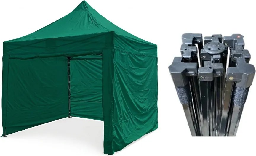 Nůžkový párty stan 3x3 m STEEL HEXAGON Barva opláštění (Zvolte variantu): 9A - ZELENÁ