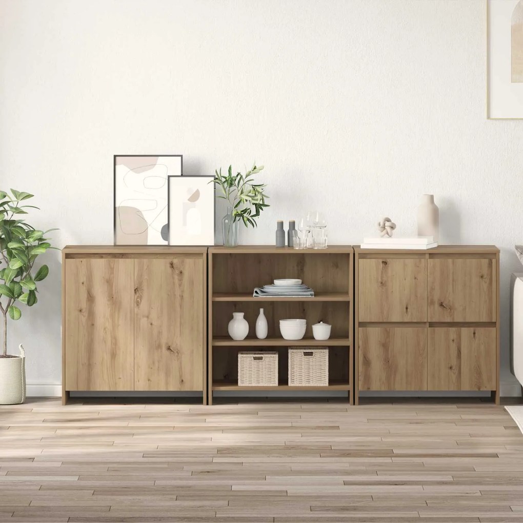Servírovací skříň 3 ks Artisanový dub 70 x 41 x 75 cm 3393158