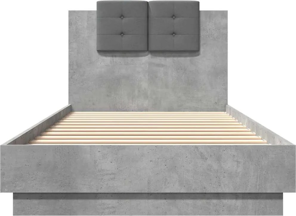 Rám postele s čelem a LED osvětlením betonově šedý 100 x 200 cm 3210027