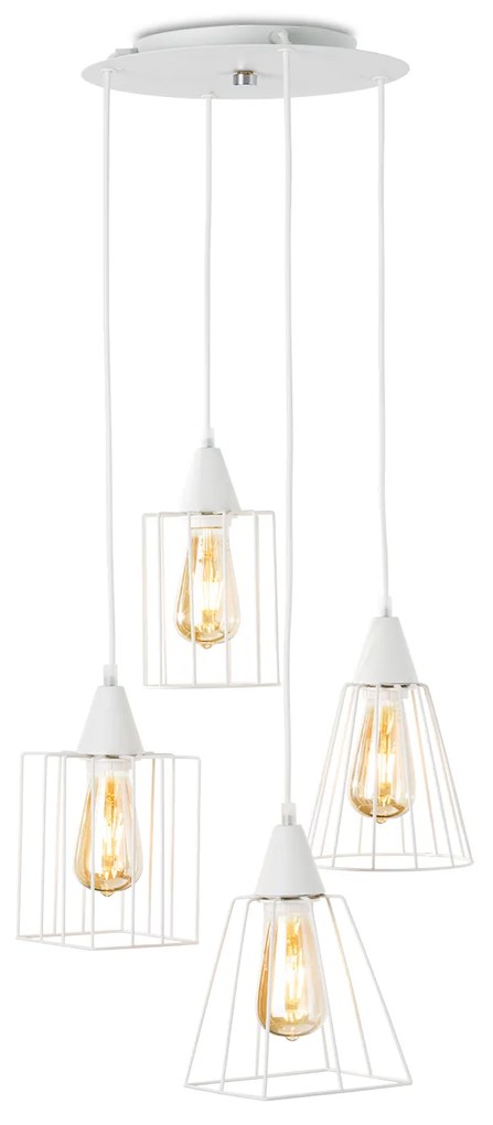 Light for home - Závěsné svítidlo na lanku  40644 "MATRIX", 4x60W, E27, Bílá