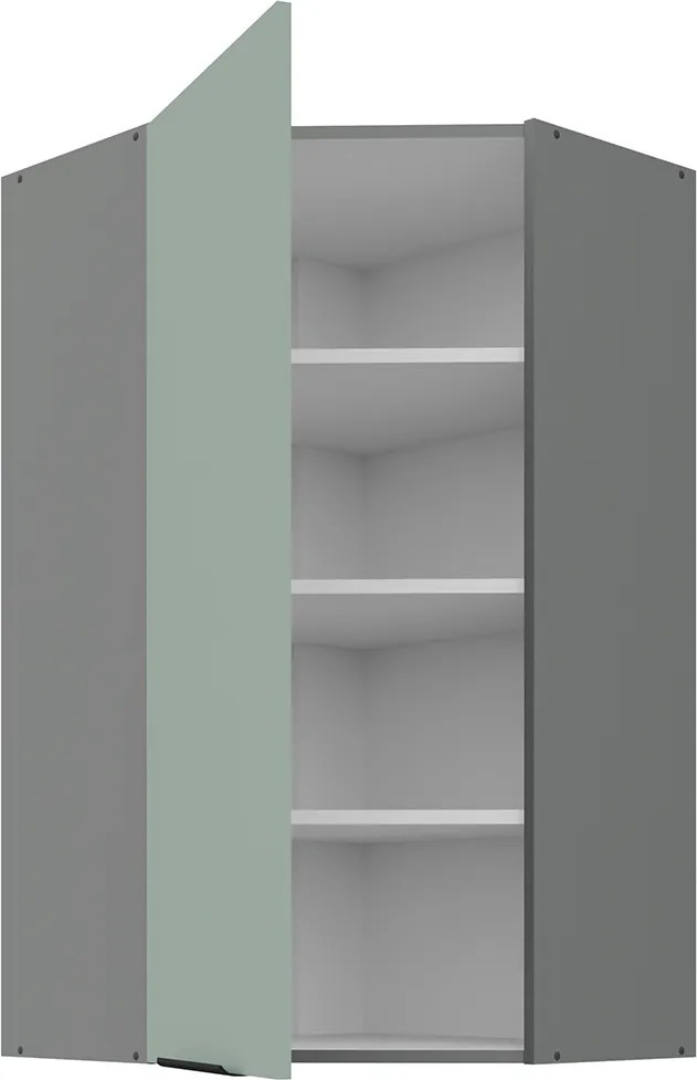 ARIA sa | horní kuchyňská skříňka 60x60 GN-108 1F (45°) rohová s policemi | 60x60 cm | EXTRA VYSOKÁ | antracit/aquamarine