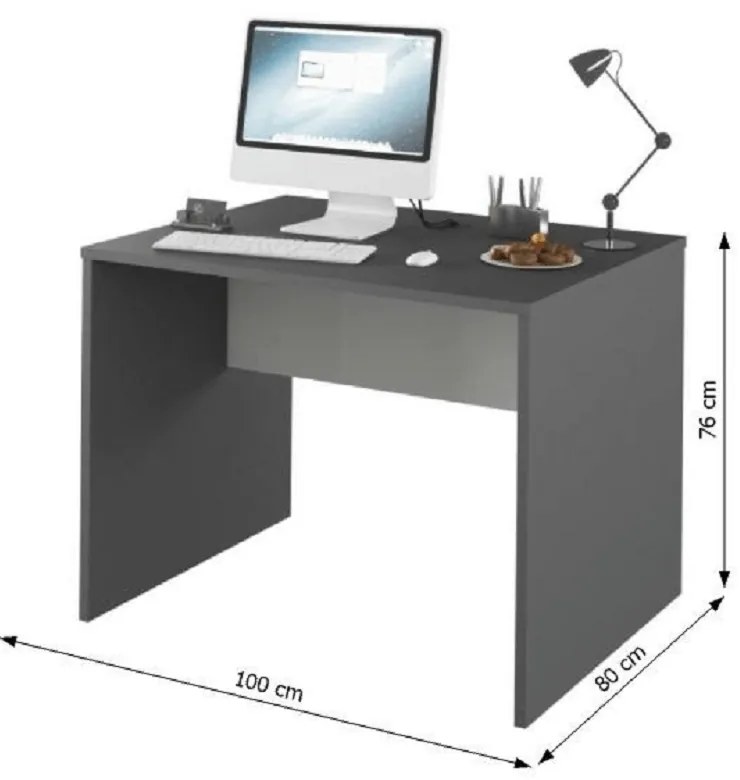 Kondela PC stůl, grafit / bílá, RIOMA NEW TYP 12