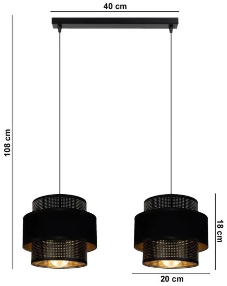 Lustr na lanku NESS 2xE27/60W/230V černá